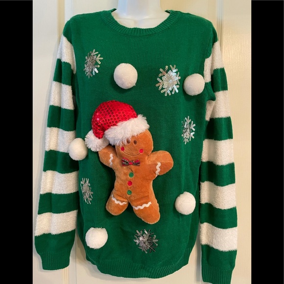 NOBO | Sweaters | Nobo No Boundaries Ugly Christmas Sweater Green White ...